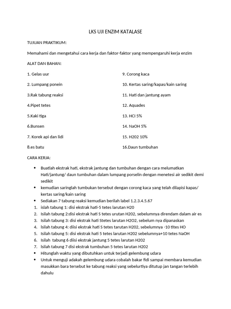 Lks Uji Enzim K-wps Office | PDF