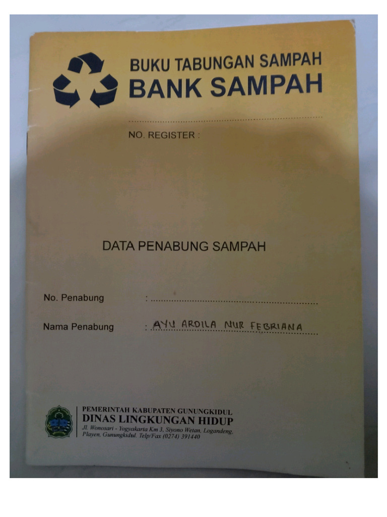 Buku Tabungan Bank Sampah | PDF