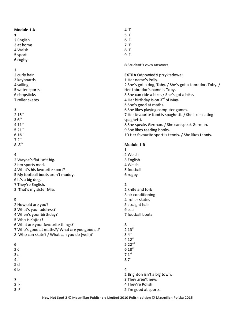Module 1 Tests A and B answer key and audioscript | PDF