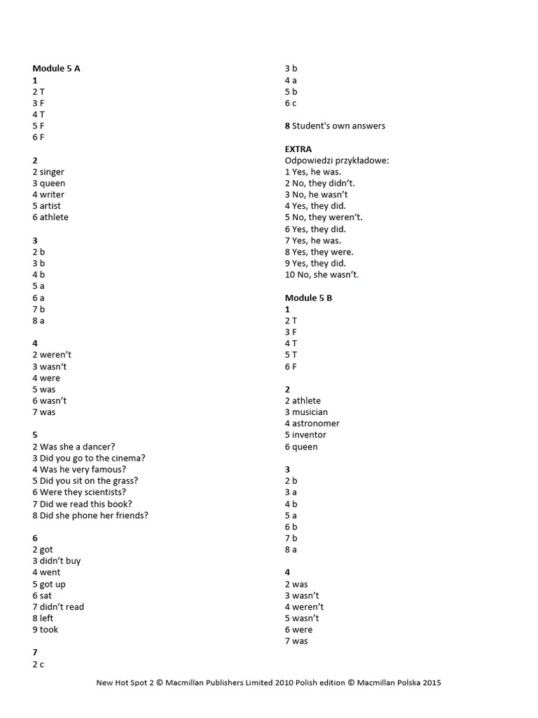 Module 5 Tests A and B Answer Key and Audioscript | PDF