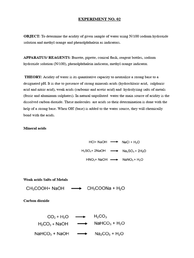 Eco. Exp. 2 Determination of Acidity | PDF | Acid | Cooking, Food & Wine
