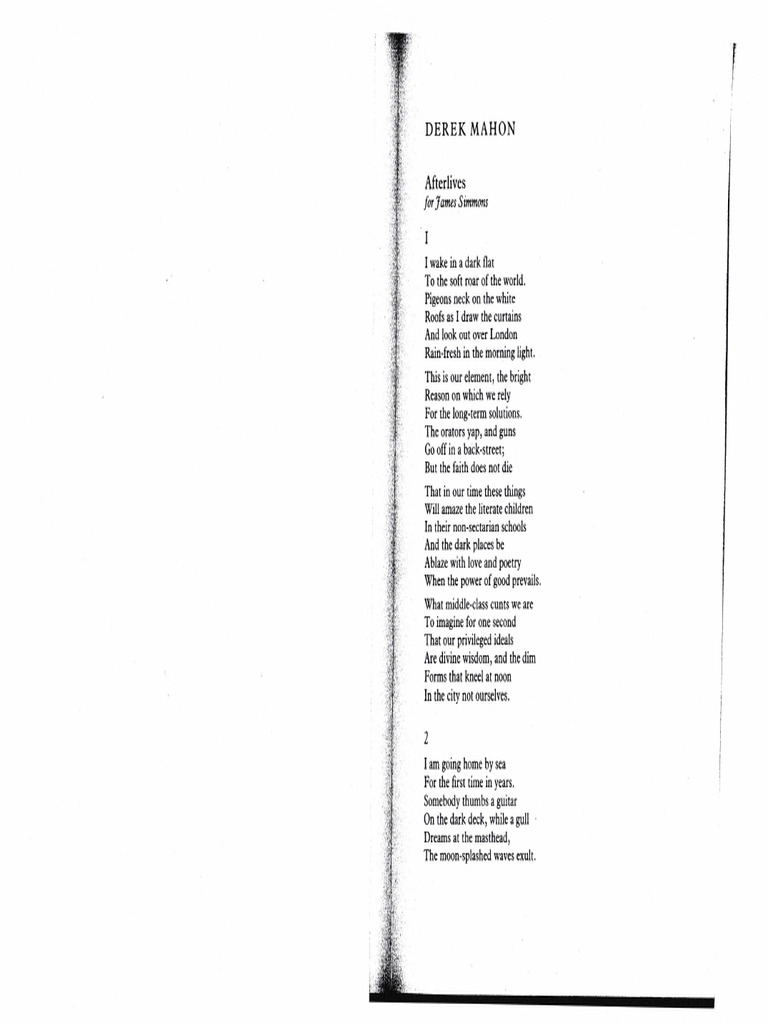 Mahon Paulin Muldoon Poems | PDF