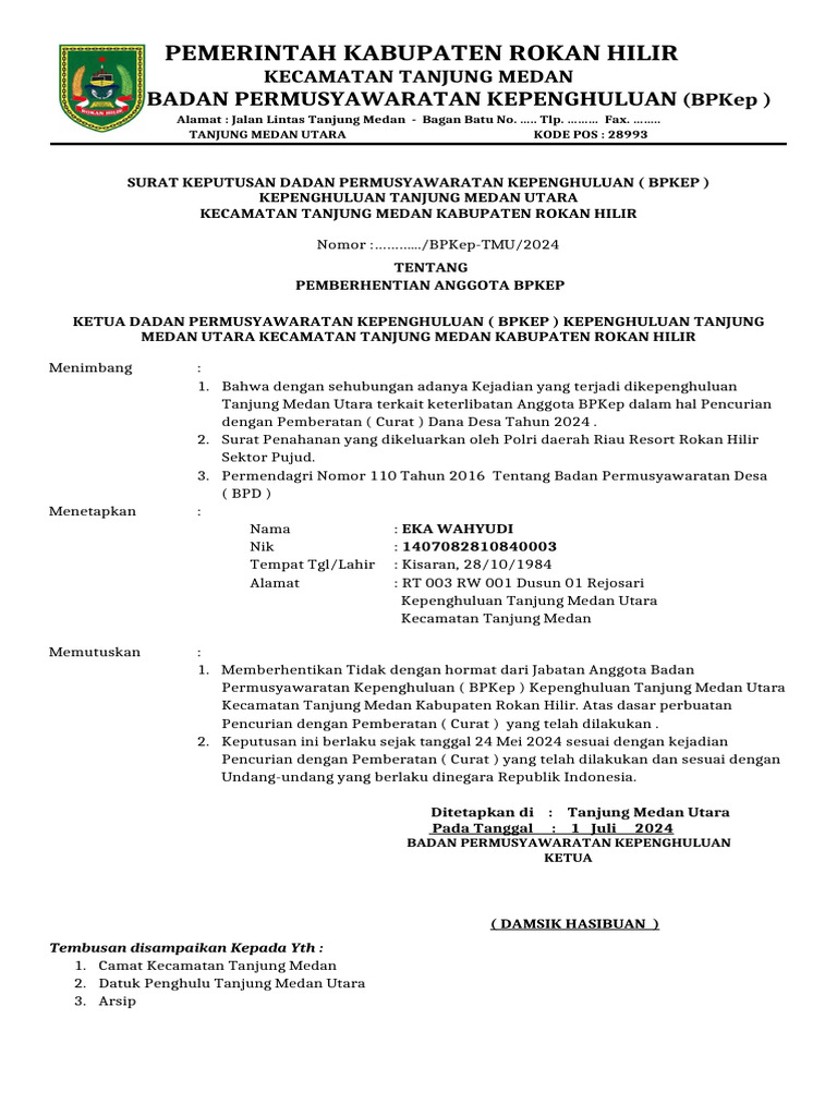 Pemberhentian Bpkep | PDF