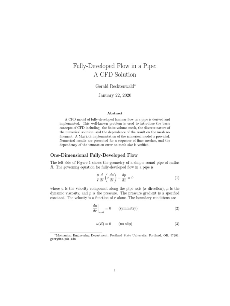 Fully Developed Pipe Flow | PDF