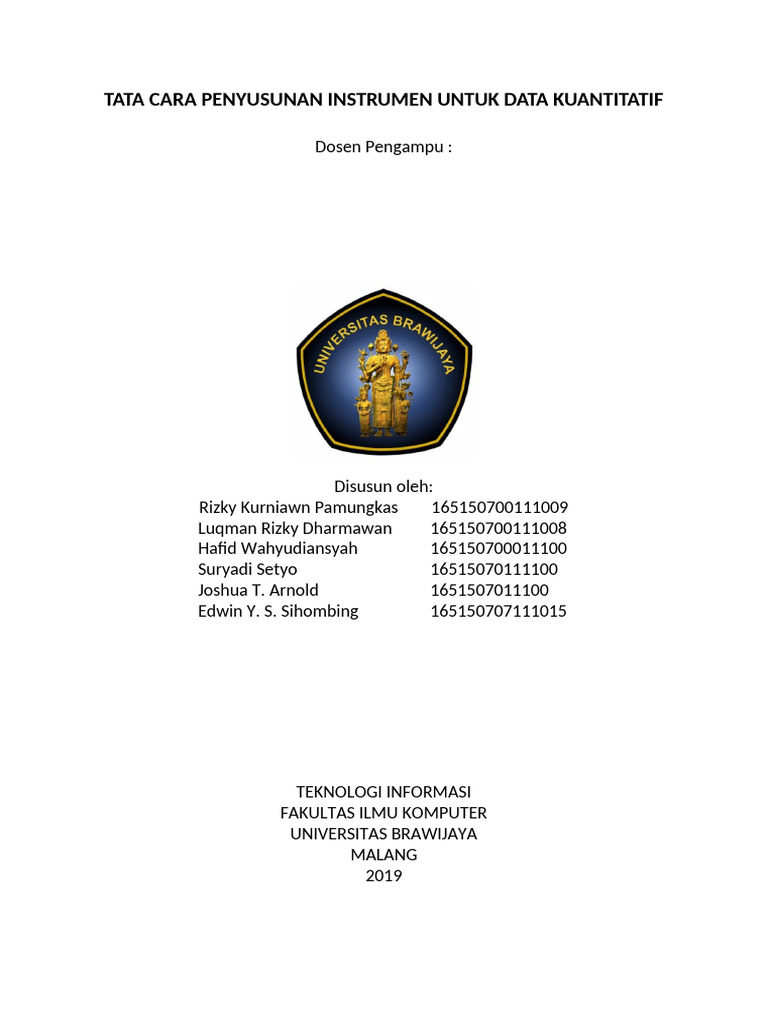 Tata Cara Penyusunan Instrumen Untuk Data Kuantitatif. | PDF