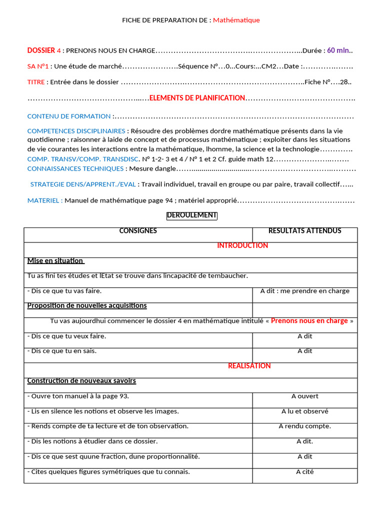 Dossier: Contenu de Formation Competences Disciplinaires | PDF