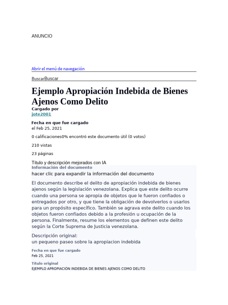Delito de Apropiación Indebida | PDF