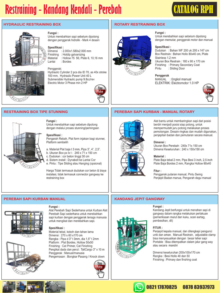 Alat Perebah Sapi RPH Restraining Box, Perebah Sapi Kurban | PDF