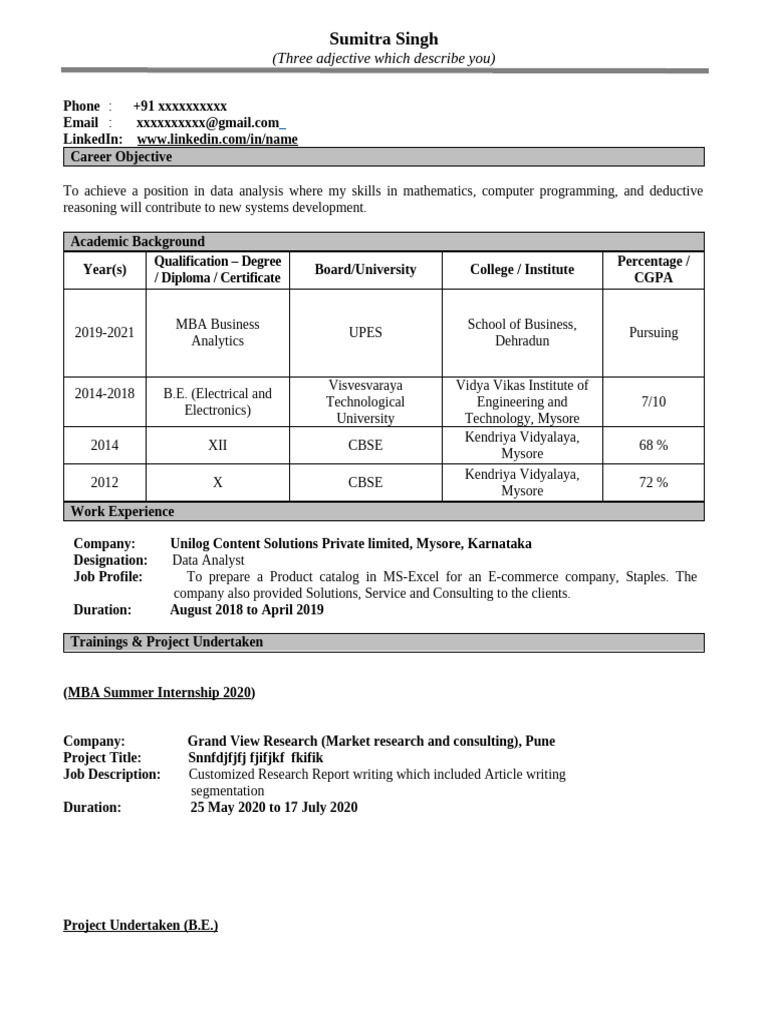 MBA Resume Template | PDF