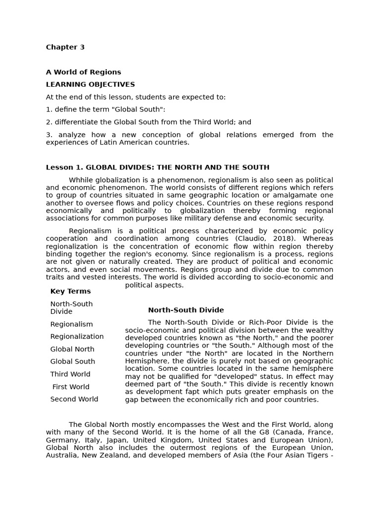Global Divides - The North and South | PDF | Third World | Globalization
