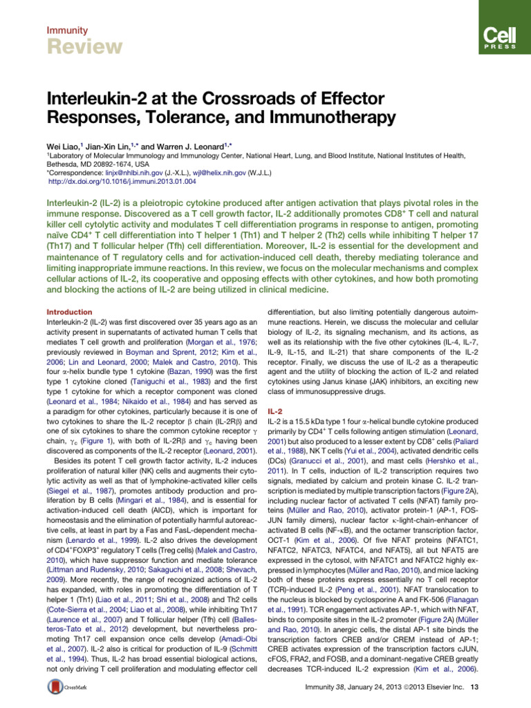 IL-2 at The Crossroads of Effector Responses, Tolerance, and ...
