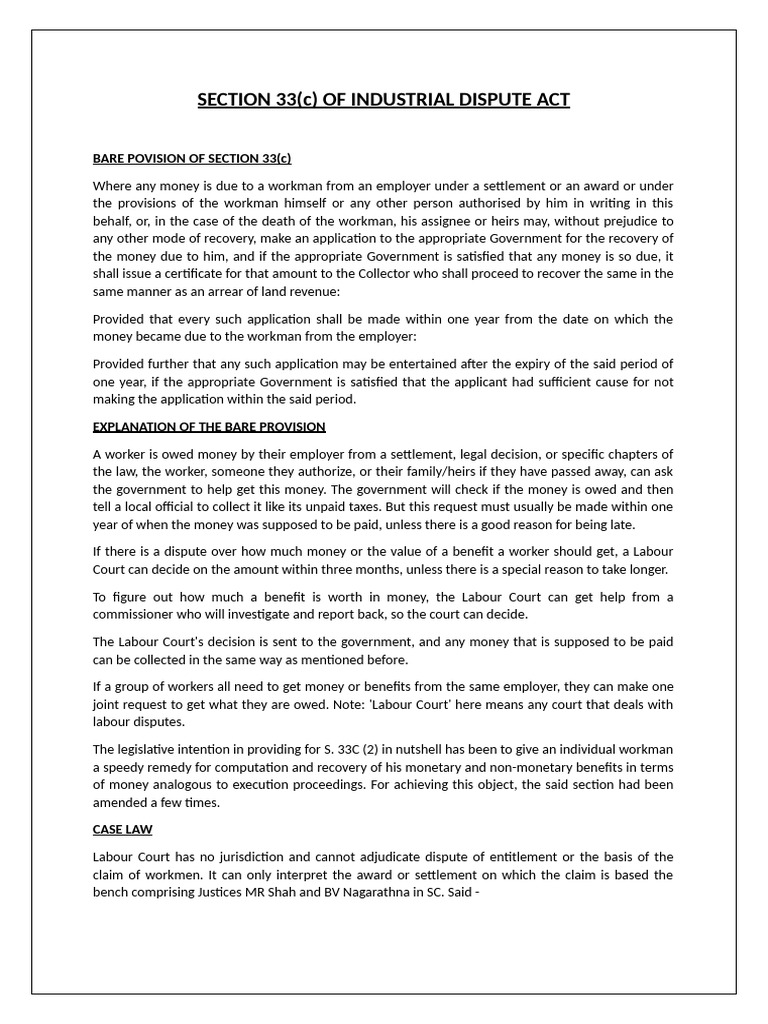 SECTION 33(c) of ID Act | PDF