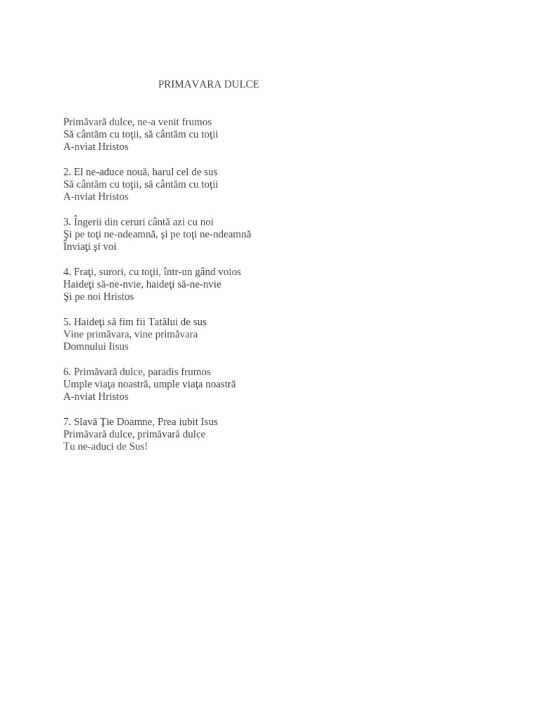 Primavara Dulce | PDF