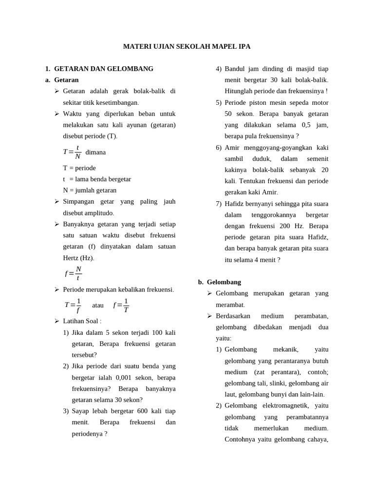 Grade 9 MATERI UJIAN SEKOLAH MAPEL IPA | PDF