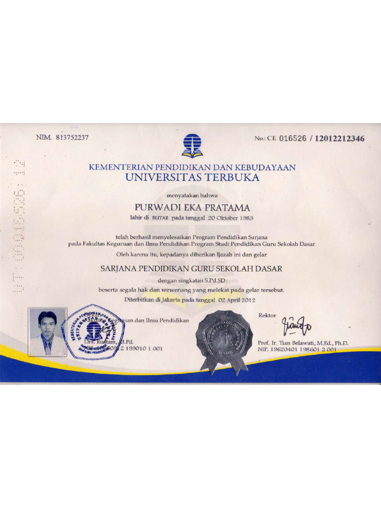 PGSD Purwadi Eka Ijazah s1-1 | PDF