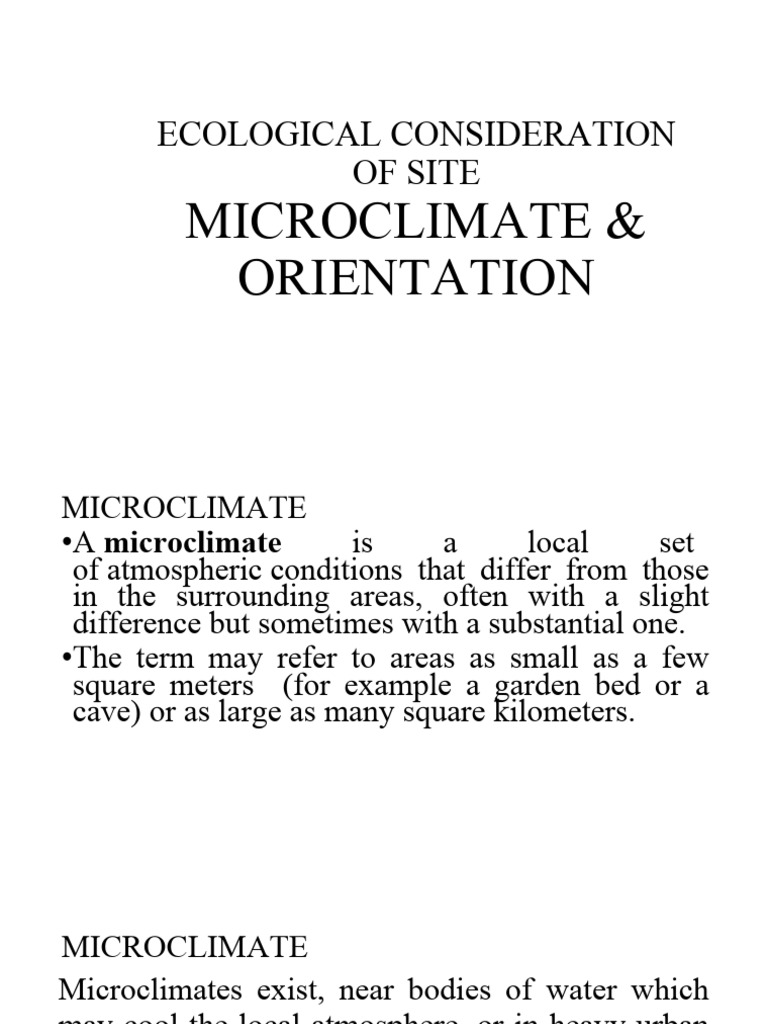 Lec 4 - Microclimate & Orientation | PDF