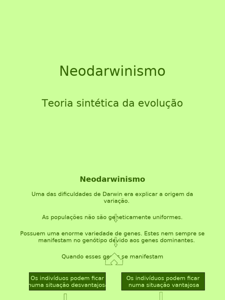 Neodarwinismo: Teoria Sintética Da Evolução | PDF