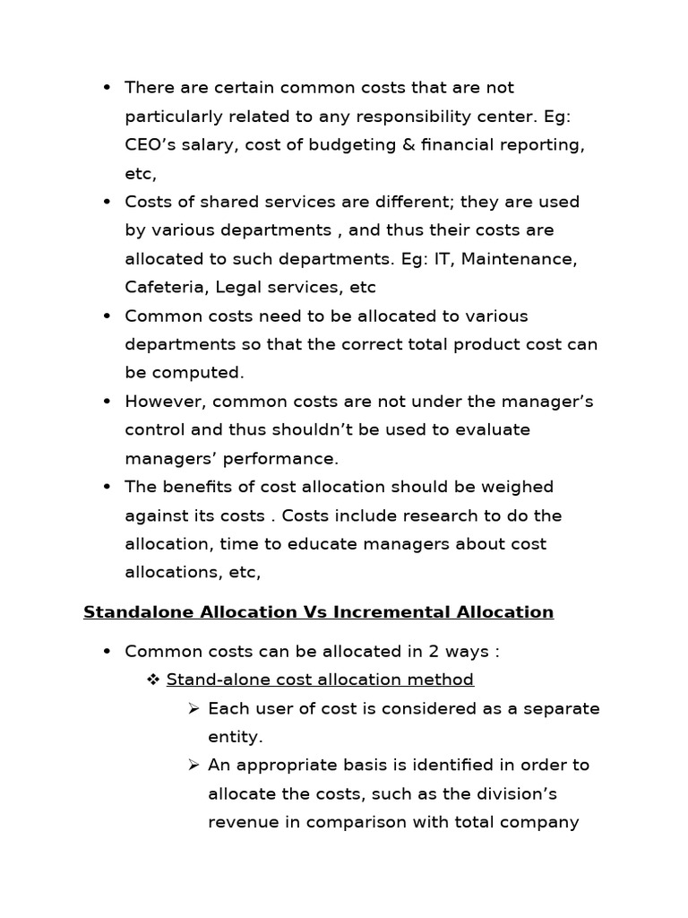 Allocation of Common Costs | PDF