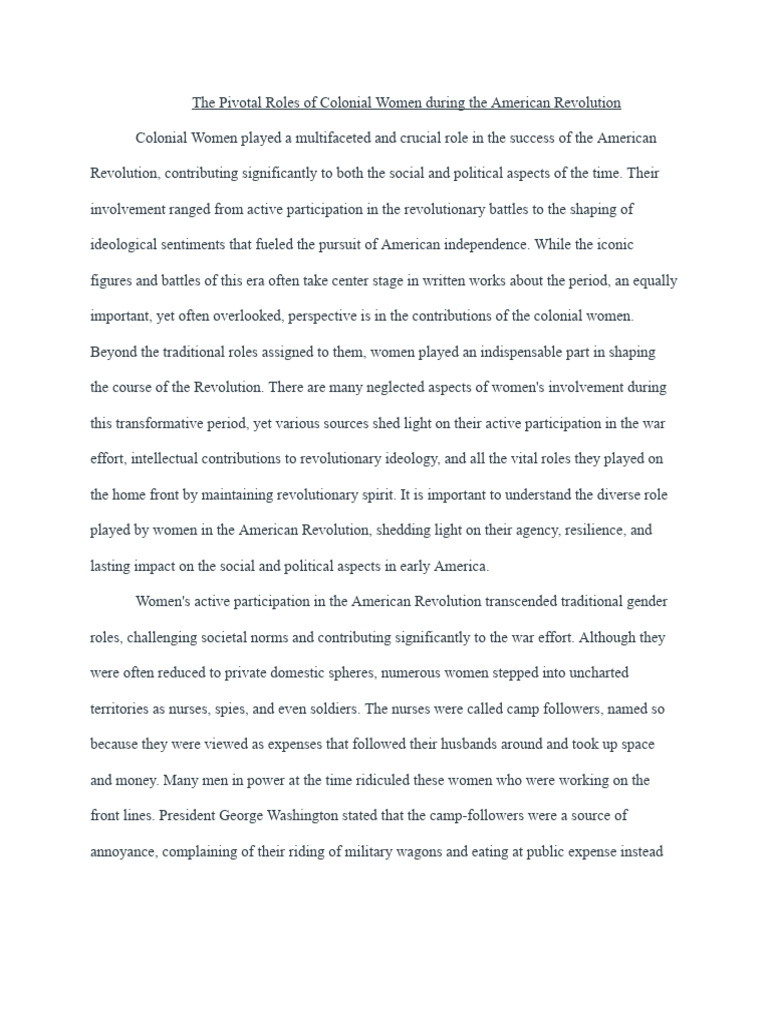 Colonial Women Research Paper | PDF