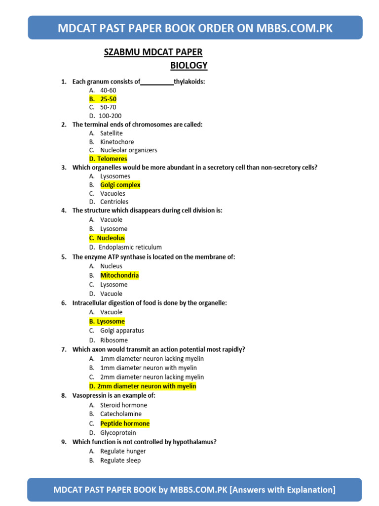 Szabmu Mdcat 2023 | PDF