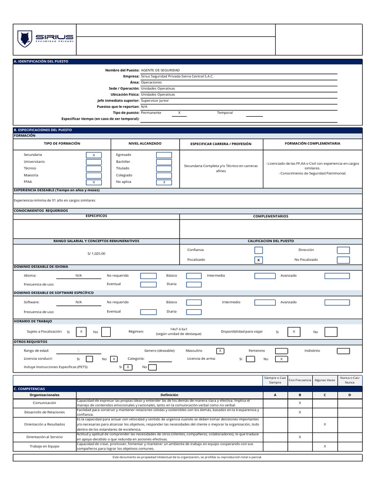 FO-019-GHSP Descripción de Puestos (00) - AGENTE DE SEGURIDAD ...