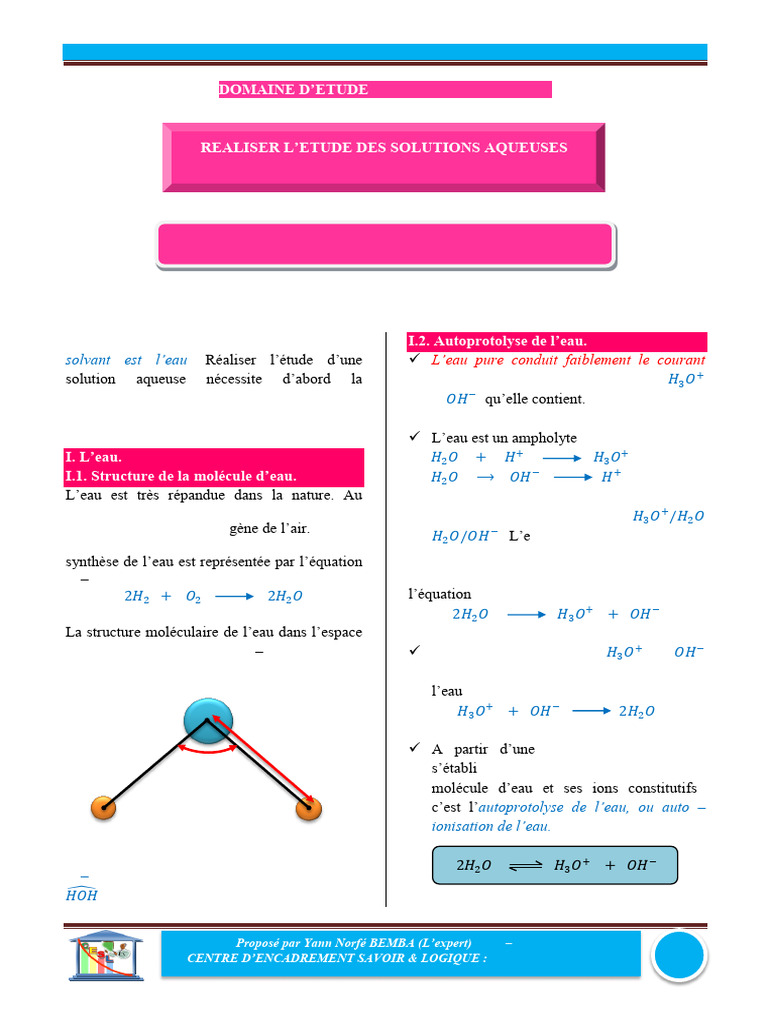 Chapitre VIII Les Solutions Aqueuses Ioniques | PDF | Ph | Acide
