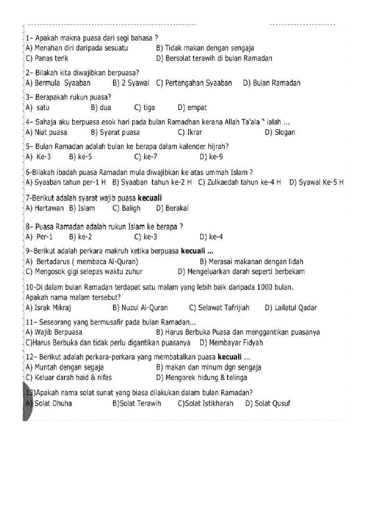Kuiz Ramadhan | PDF