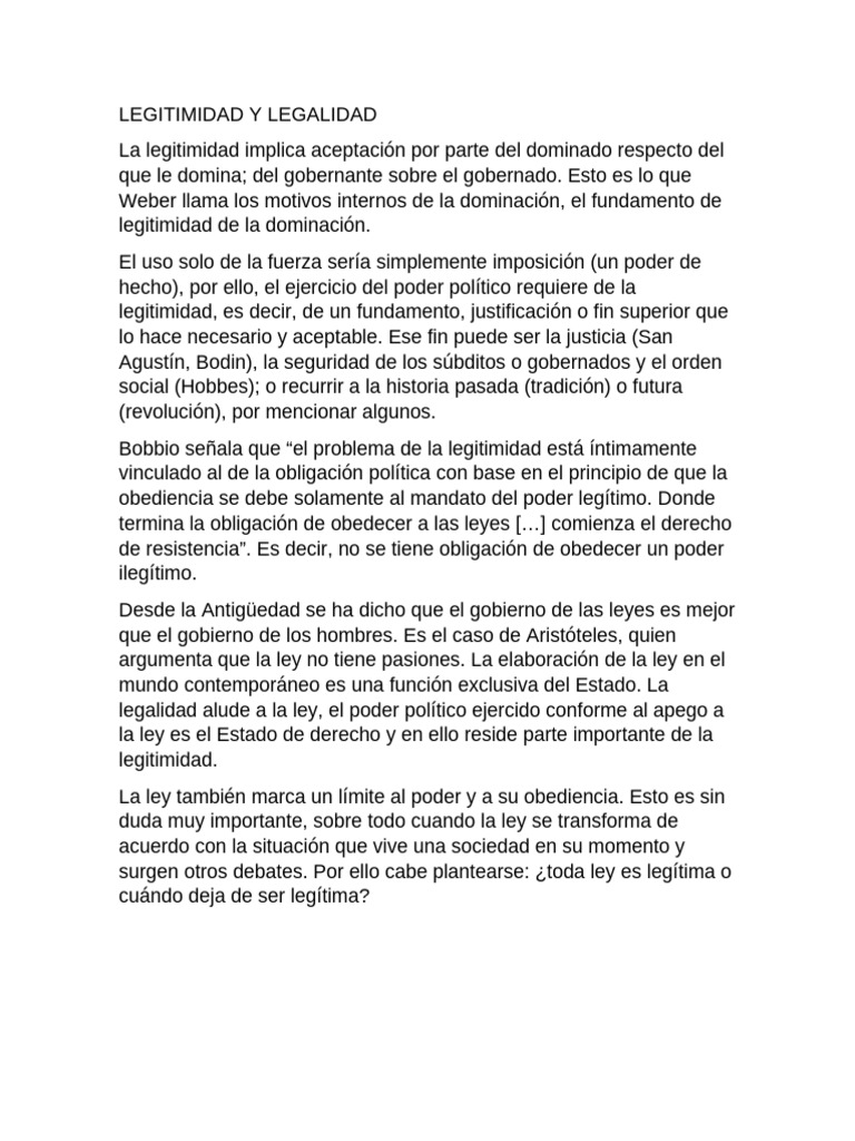 LEGITIMIDAD Y LEGALIDAD | PDF