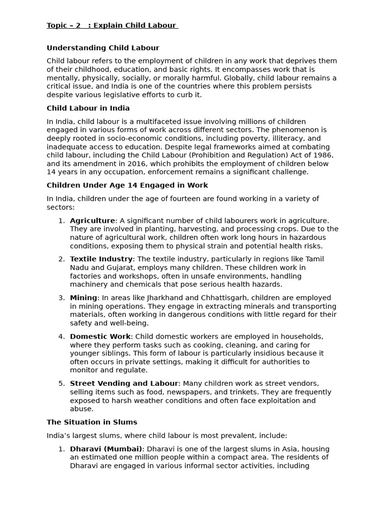 Understanding Child Labour | PDF