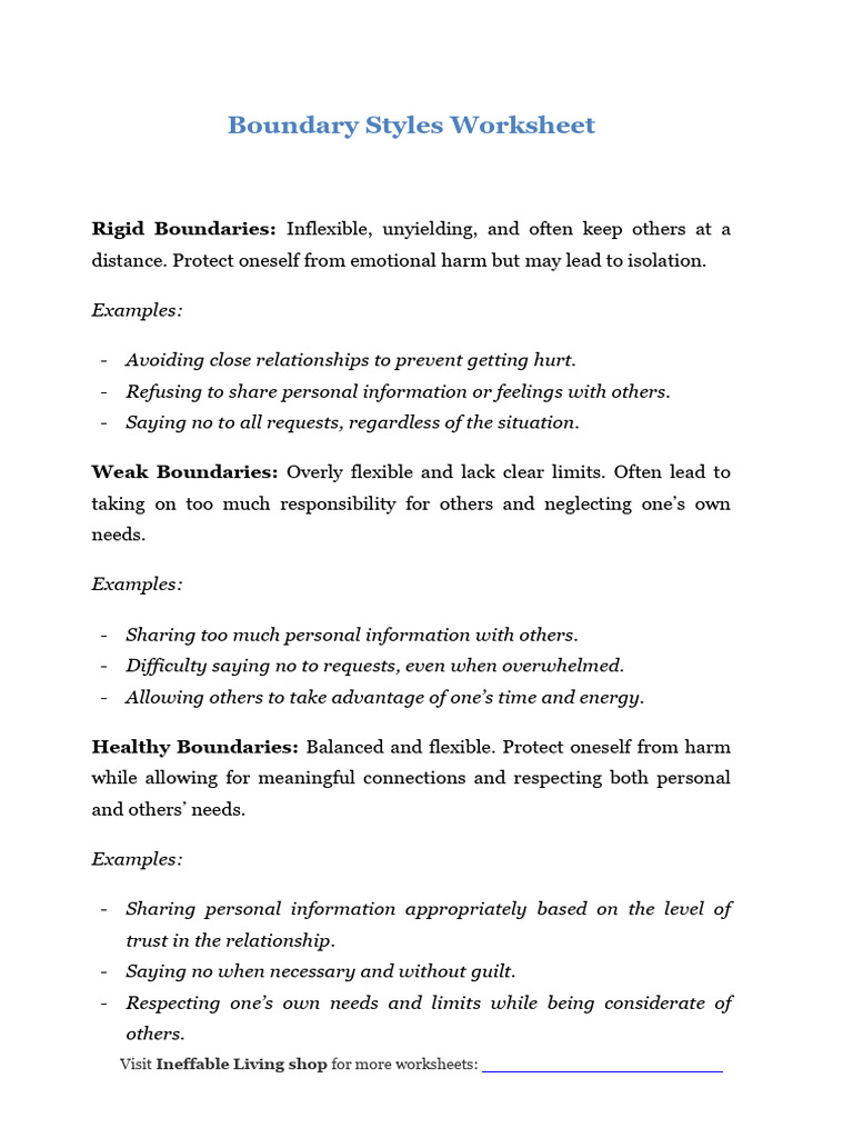 Boundary Styles Worksheet | PDF | Career & Growth