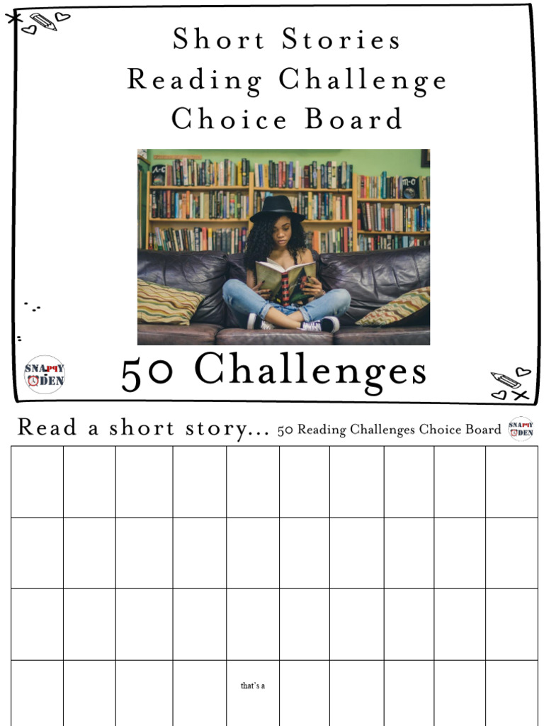 Free Short Story Reading Challenge Choice Board | PDF