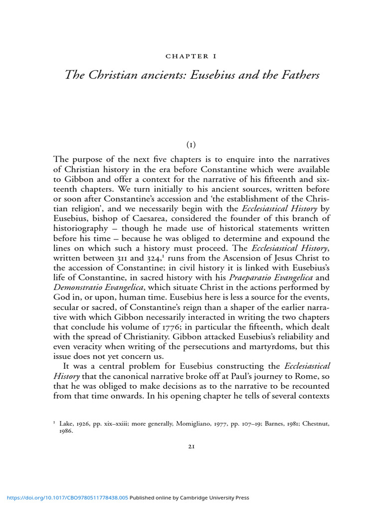 Christian Ancients Eusebius and The Fathers-1 | PDF