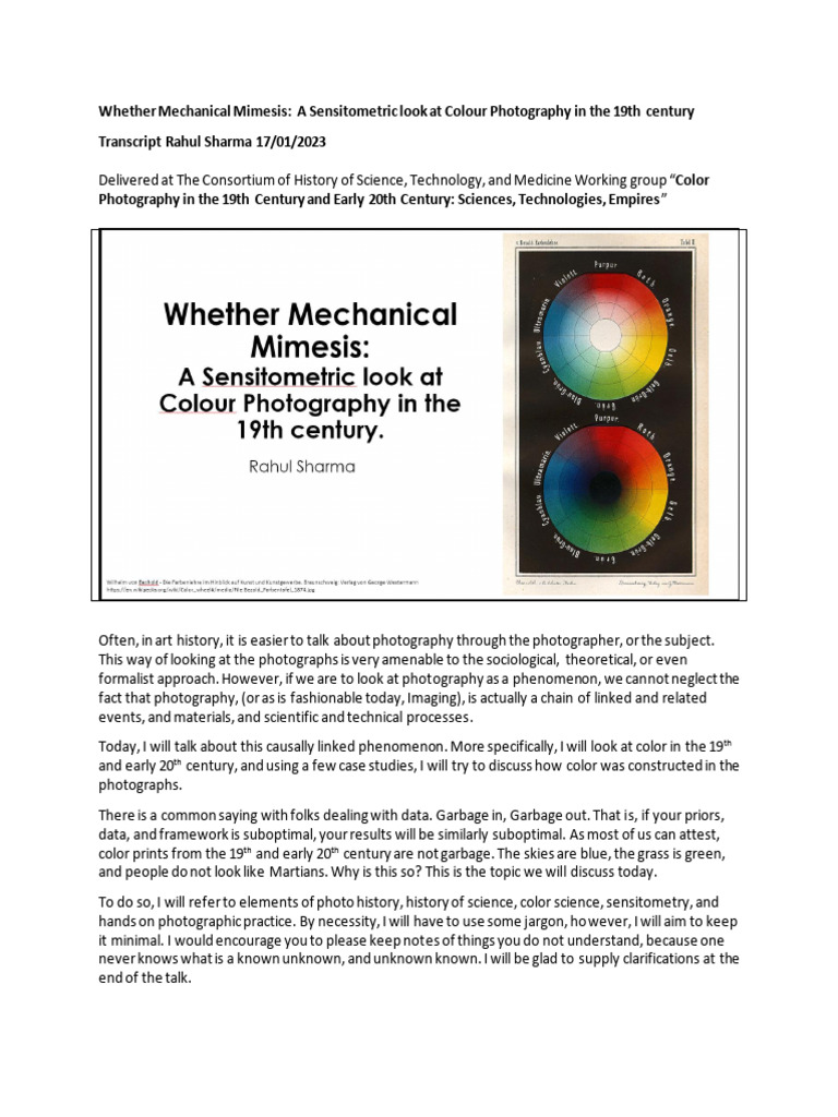 Whether Mechanical Mimesis: A Sensitometric Look at Colour Photography ...