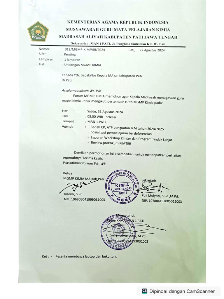 Undangan MGMP | PDF
