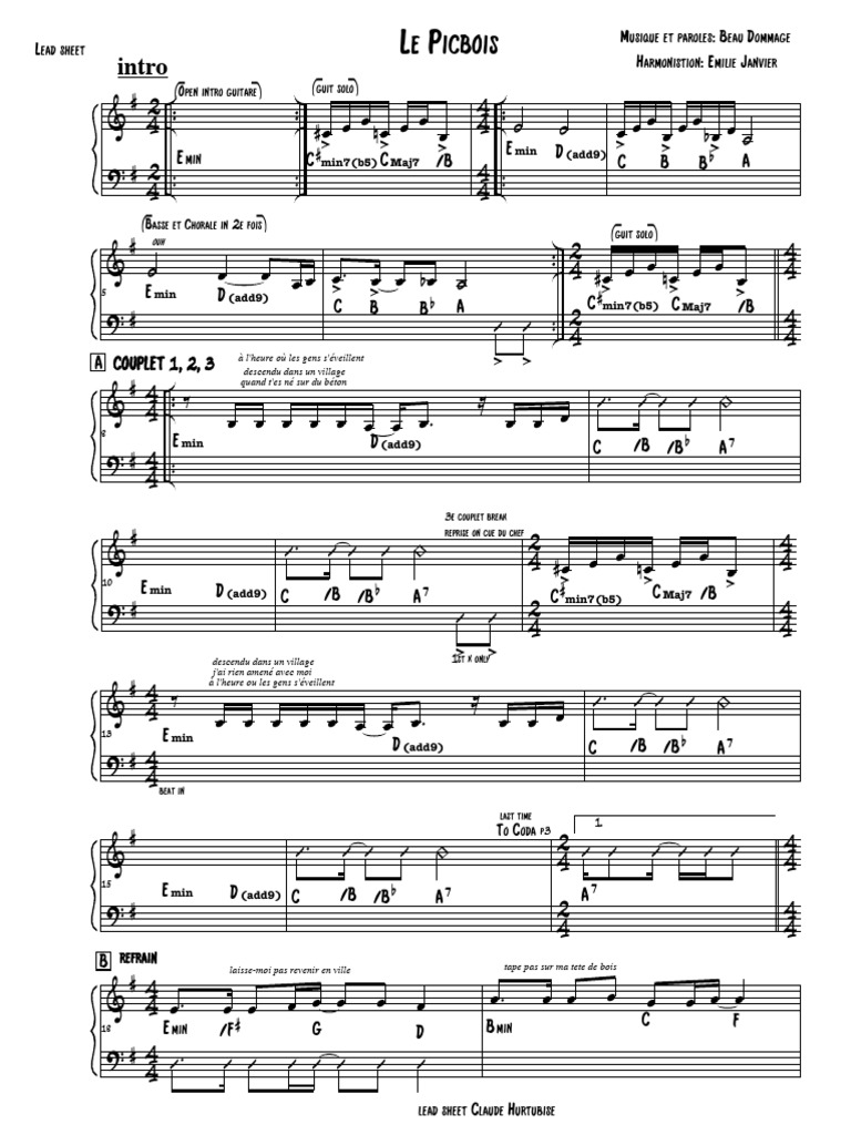 Le Pic Bois, Lead Sheet | PDF