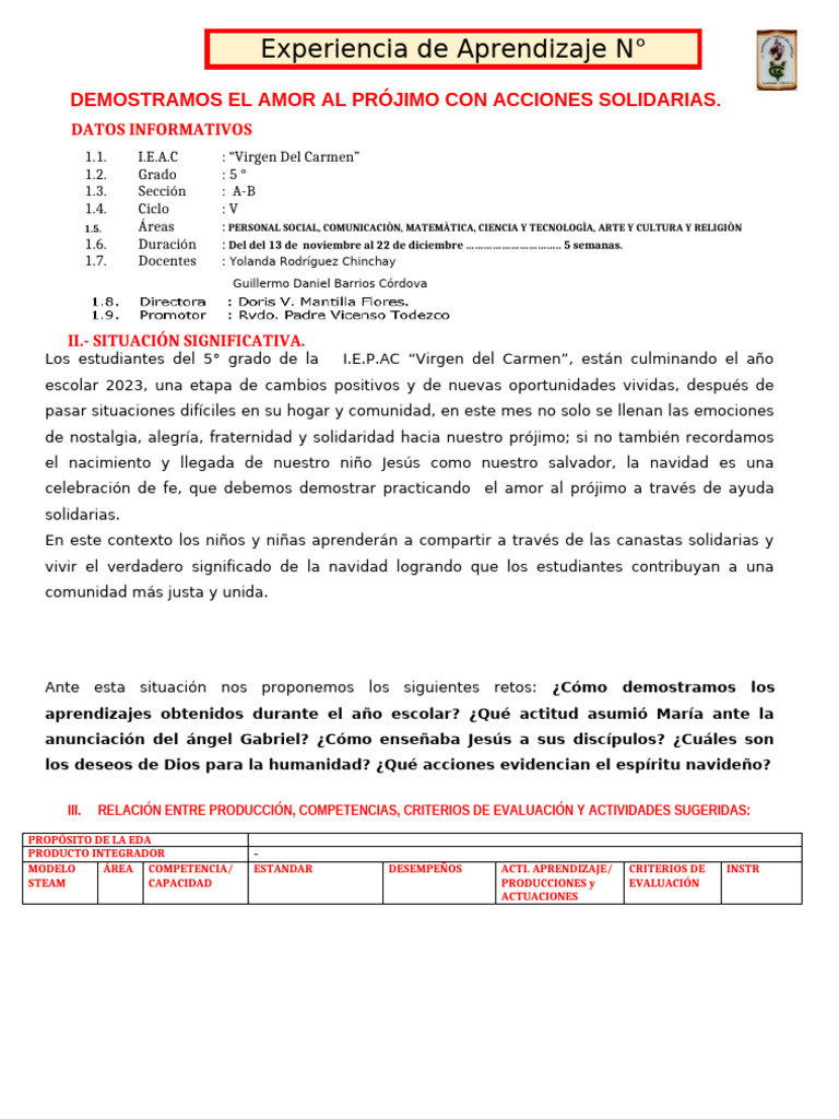 Experiencia de Aprendizaje #7 | PDF