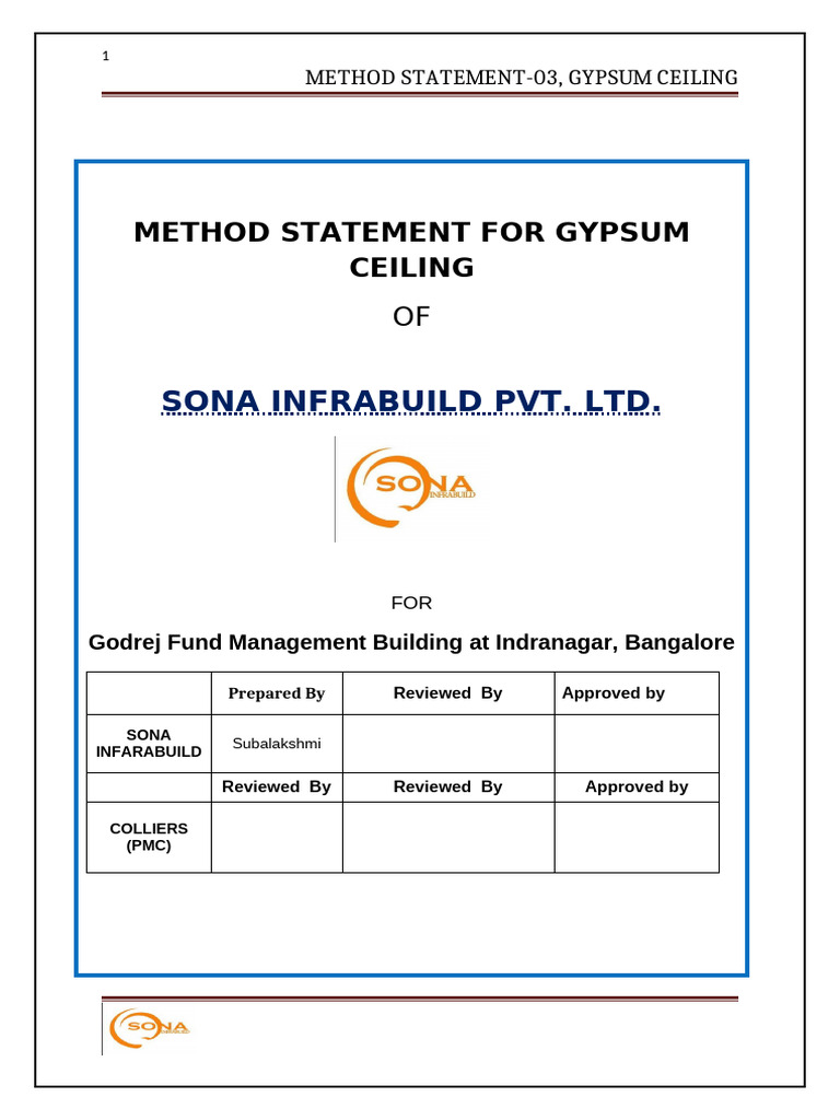 3.method Statement - Gypsum Ceiling - GFM | PDF