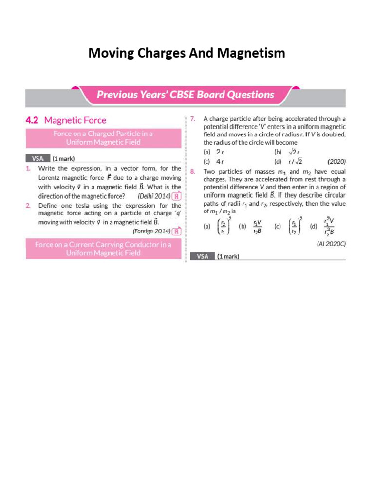 Moving Charges & Magnetism | PDF