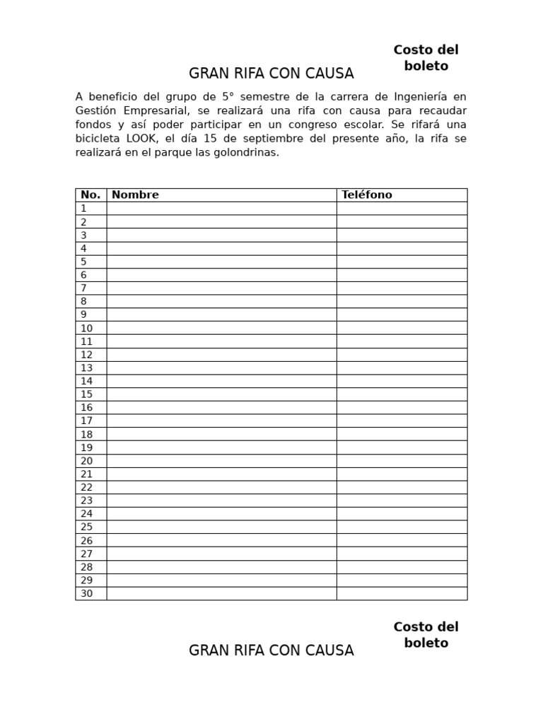 Gran Rifa Con Causa | PDF