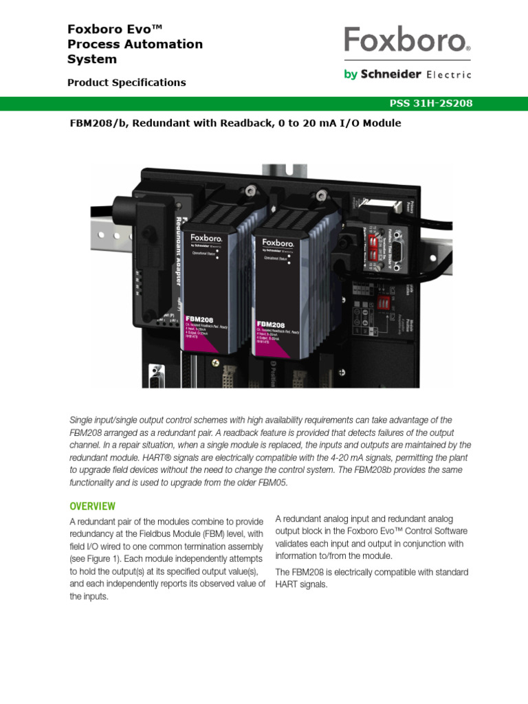 Foxboro Evo™ Process Automation System: Product Specifications | PDF