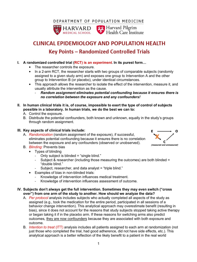 CEPH 1 - Session 5 - Randomized Controlled Trials Key Points | PDF