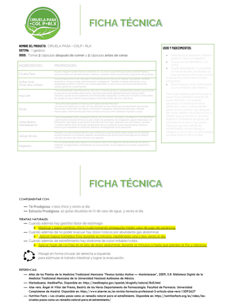 Ficha Técnica Ciruela (Médicos) | PDF | Hemorroides | Cocina, comidas y ...