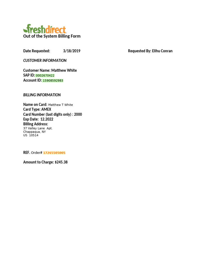 Updated out of system Billing form | PDF
