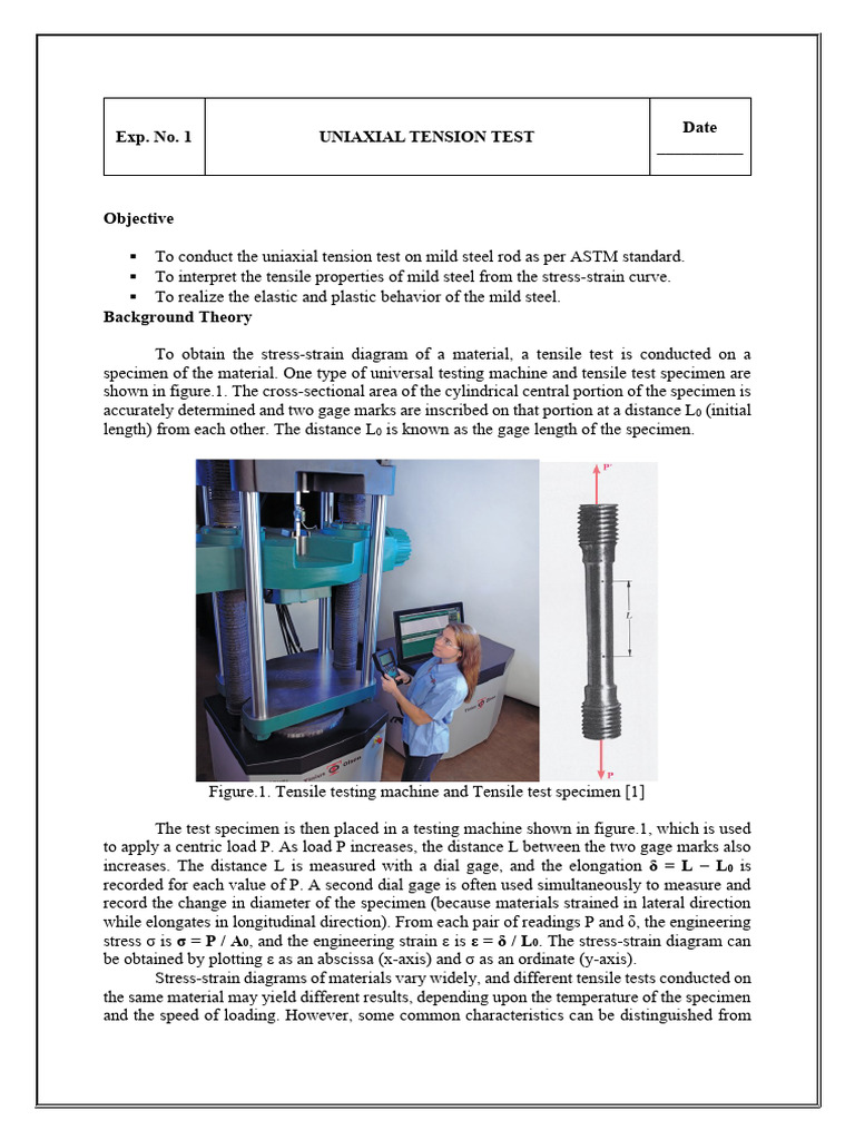 Uniaxial Tensile Test | PDF