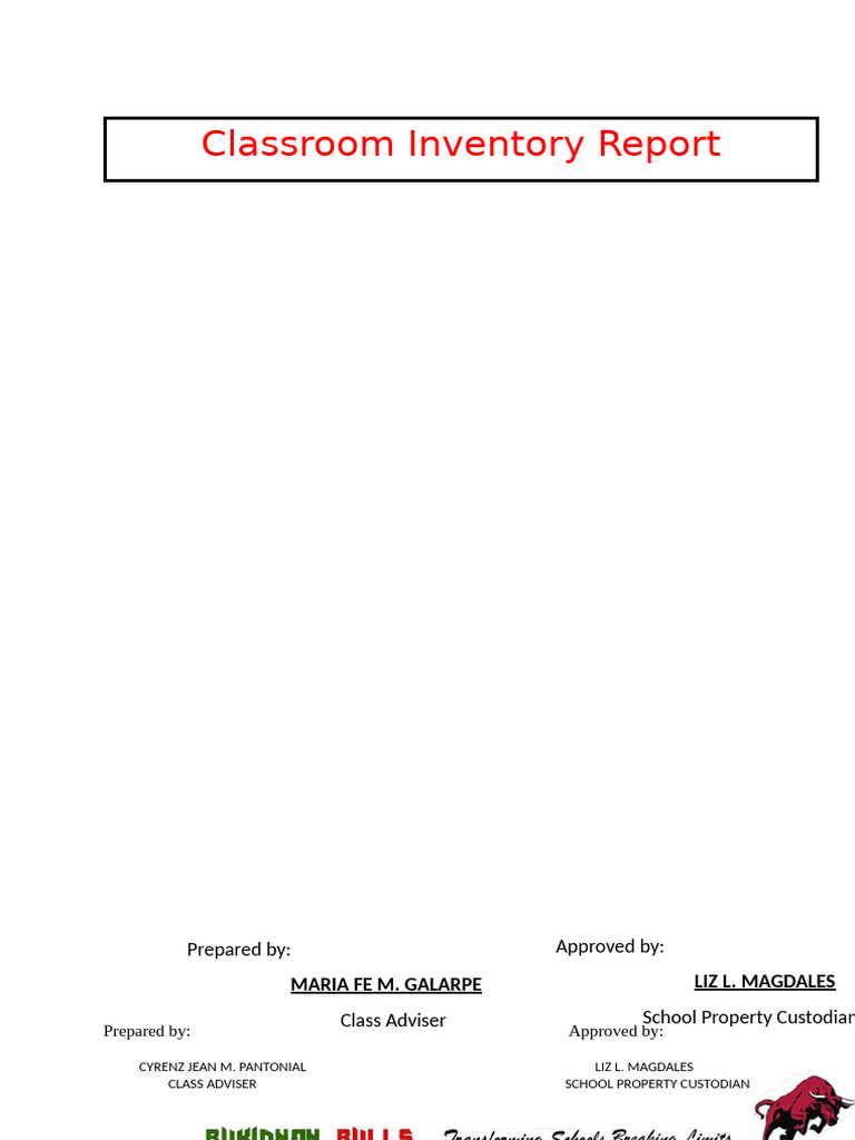 Classroom Inventory Report | PDF
