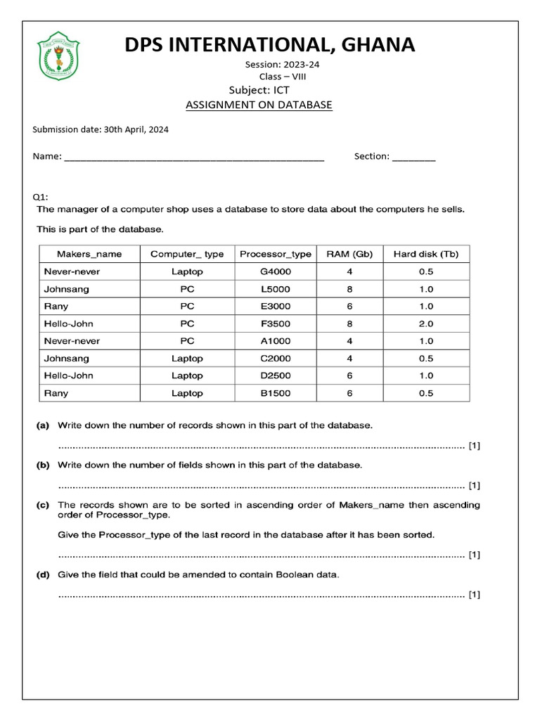 databases_worsheet | PDF