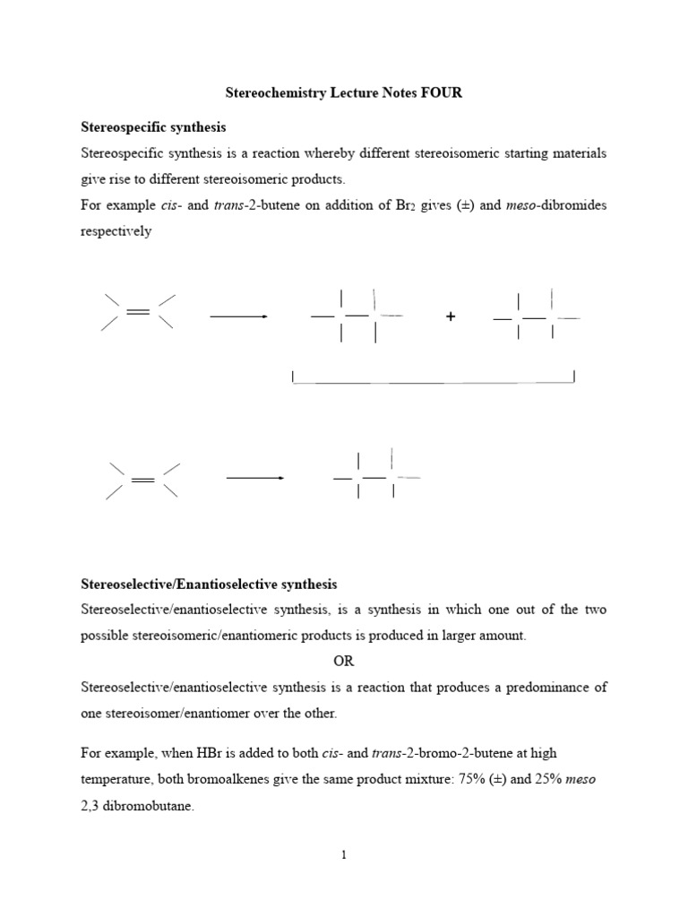 Stereochemistry Lecture Notes FOUR | PDF