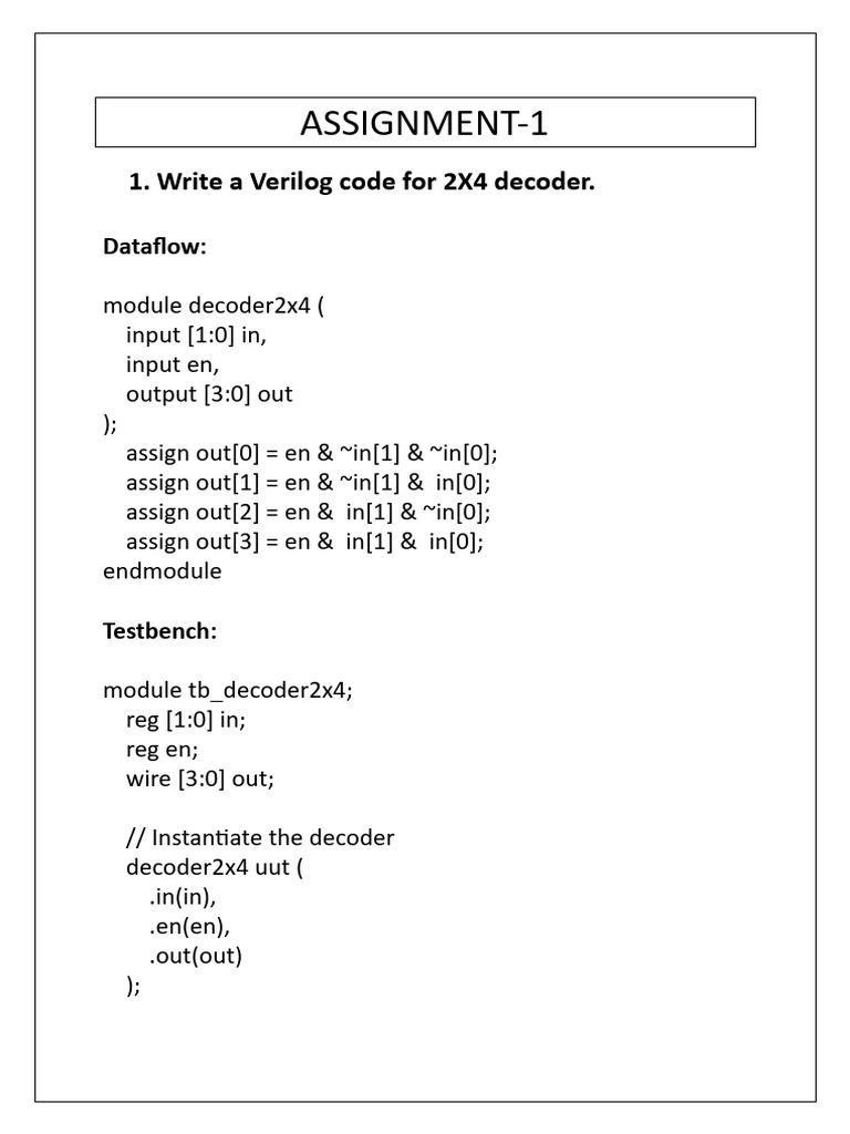Assignment 1 DSD | PDF