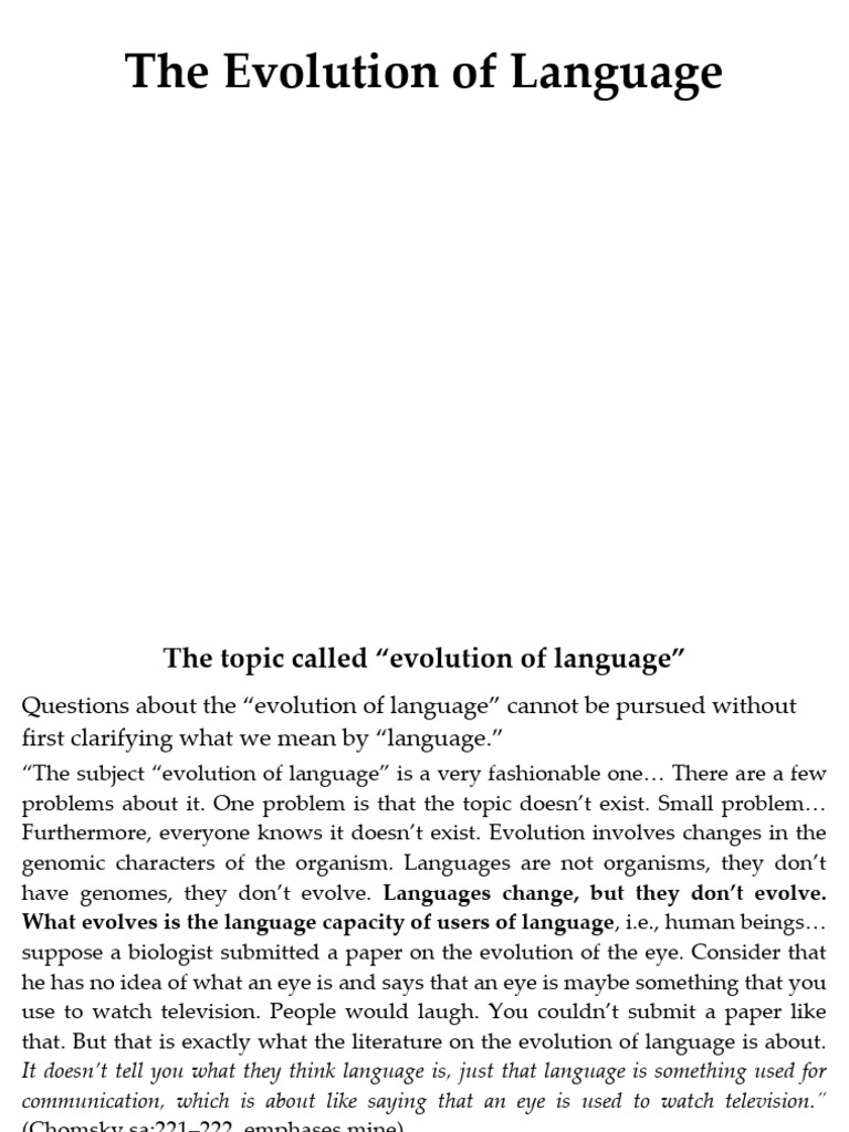 Lecture Notes. Evolution of Language | PDF