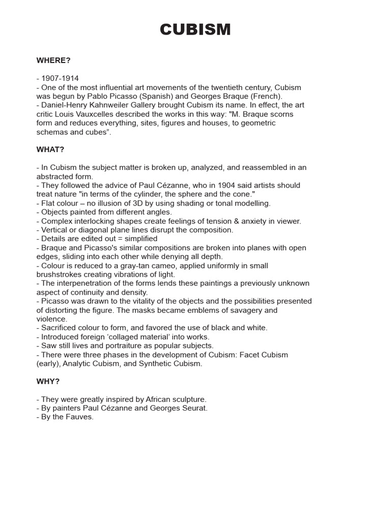 5. CUBISM SUMMARY | PDF
